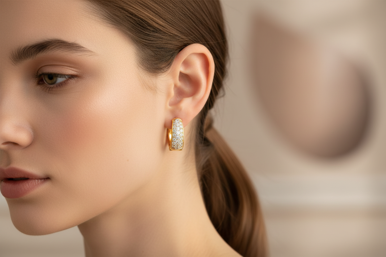 Glam Curve Diamond Huggies Earrings – Happy Jewelers